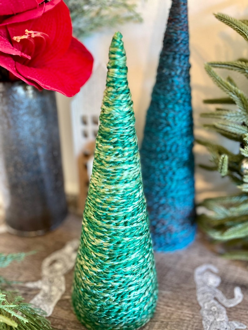 Create Your Own Set of 3 Yarn Wrapped Cone Trees Rustic Home - Etsy