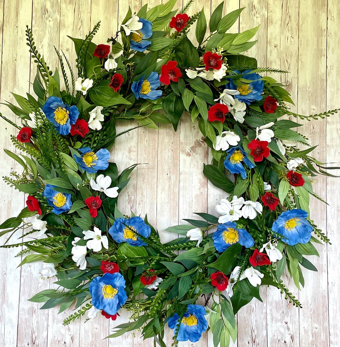 Red White and Blue Wreath Summer Patriotic Wreath for Front - Etsy