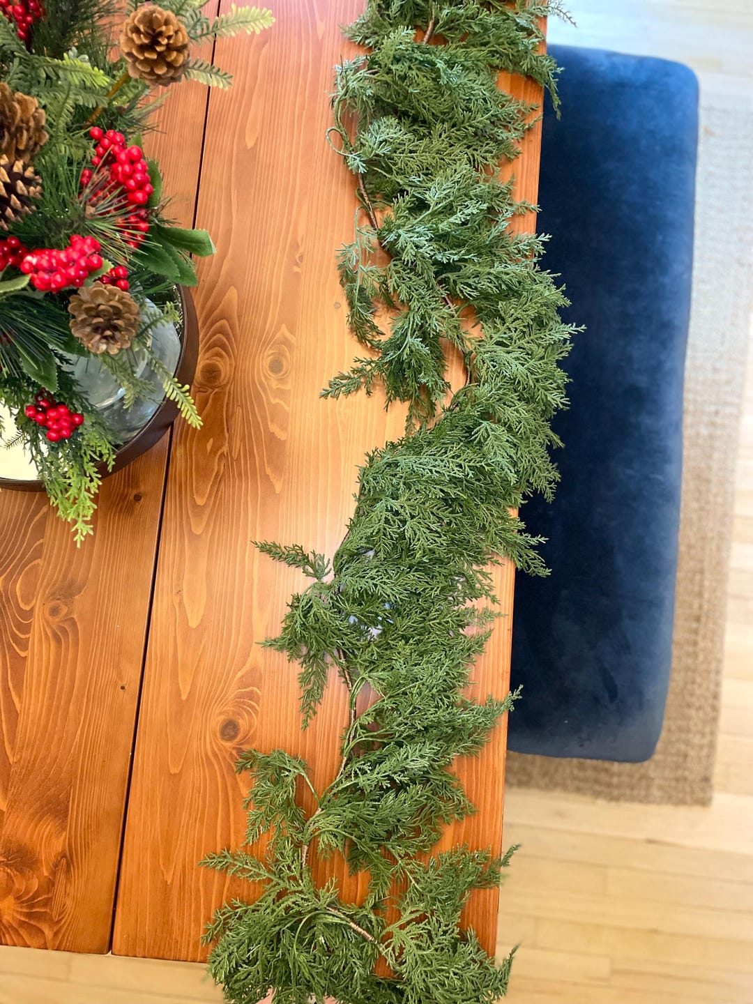 Realistic Cedar Christmas Garland, Draping Faux Cedar Garland, Soft ...