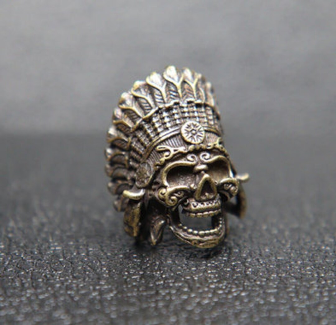 Gold Aztec Mask Beard Ring Bead - Etsy