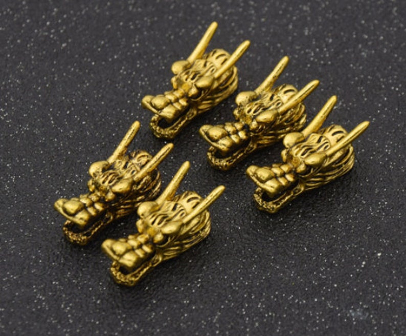 Gold Chinese Dragon Head Beard Rings Bead - Etsy