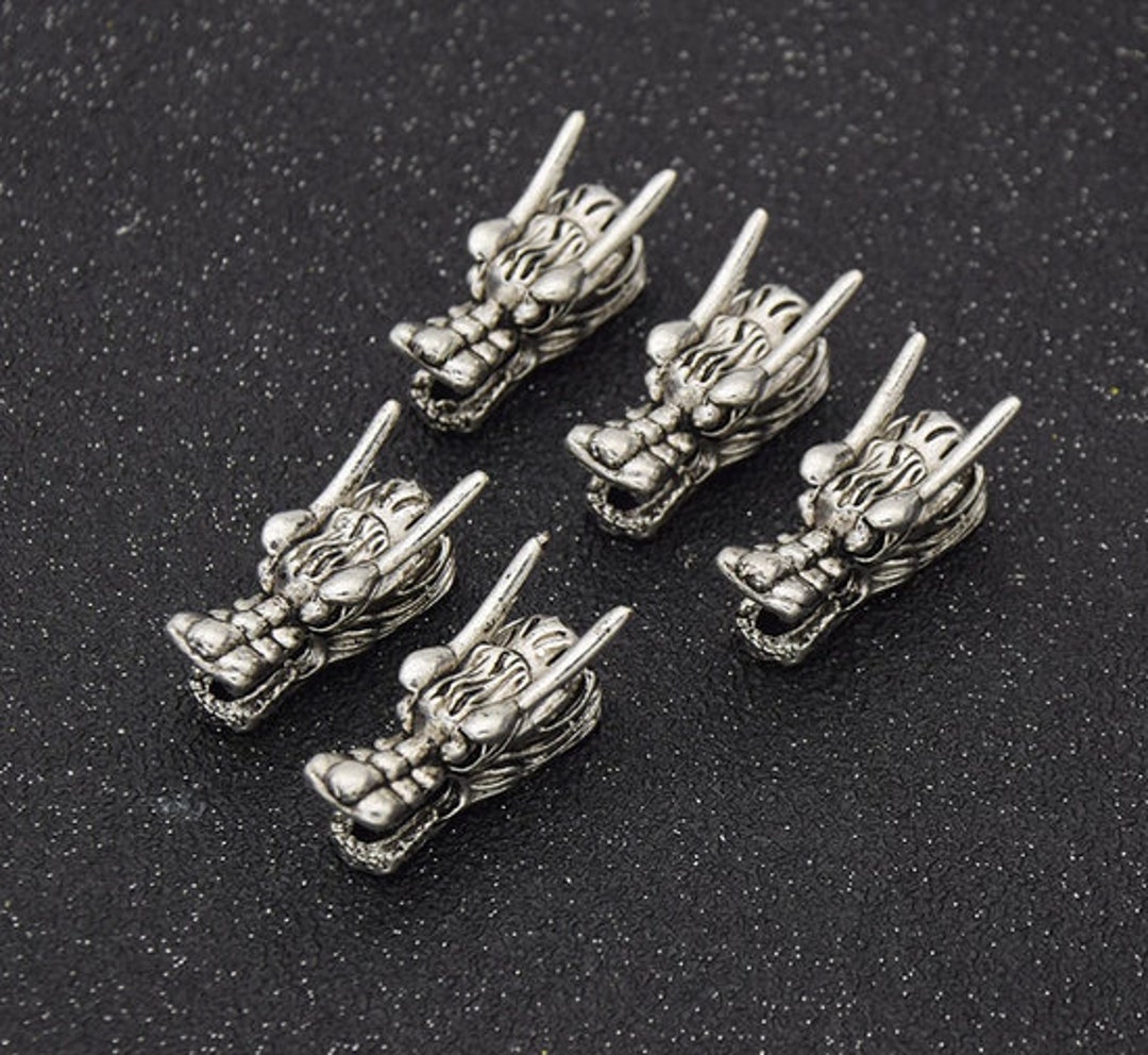 Silver Chinese Dragon Head Beard Rings Bead - Etsy