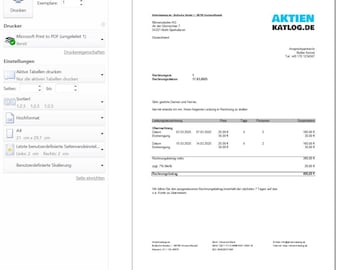 Invoice Template – Excel A4 Template for Airbnb & Room Rentals or ...