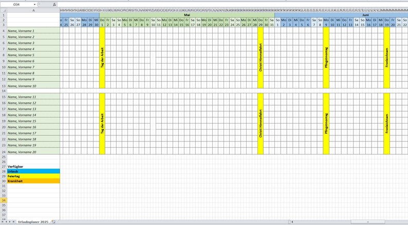 Excel Vacation Planner – Clear Calendar Template for Small Teams ...