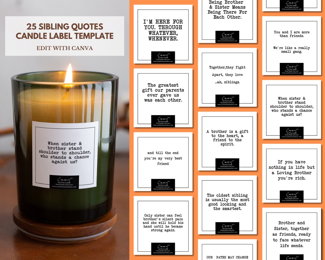 25 Sibling Candle Label Template Editable Candle Labels for - Etsy