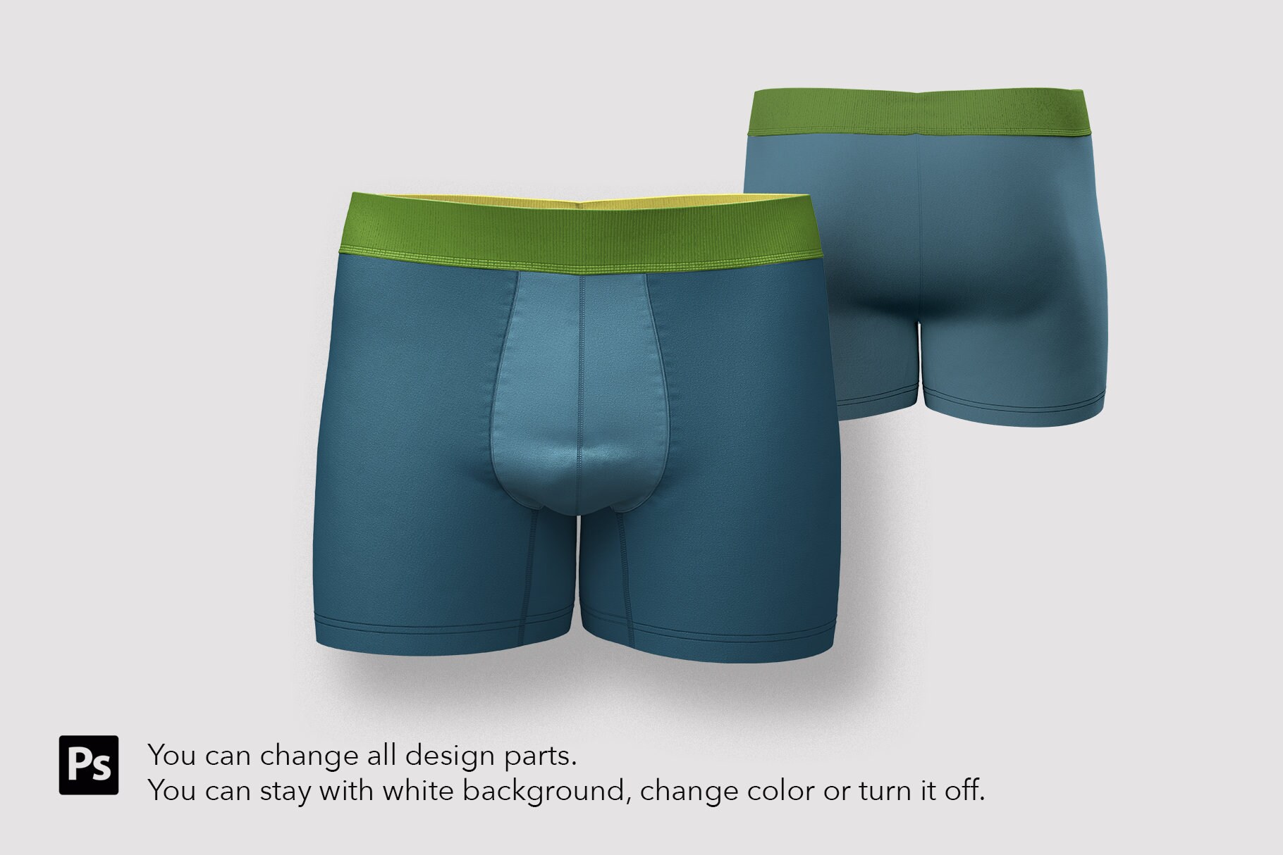 Men's Boxer Briefs Mockup. Mockup Set Men's Boxer. 2 Version 2 PSD ...