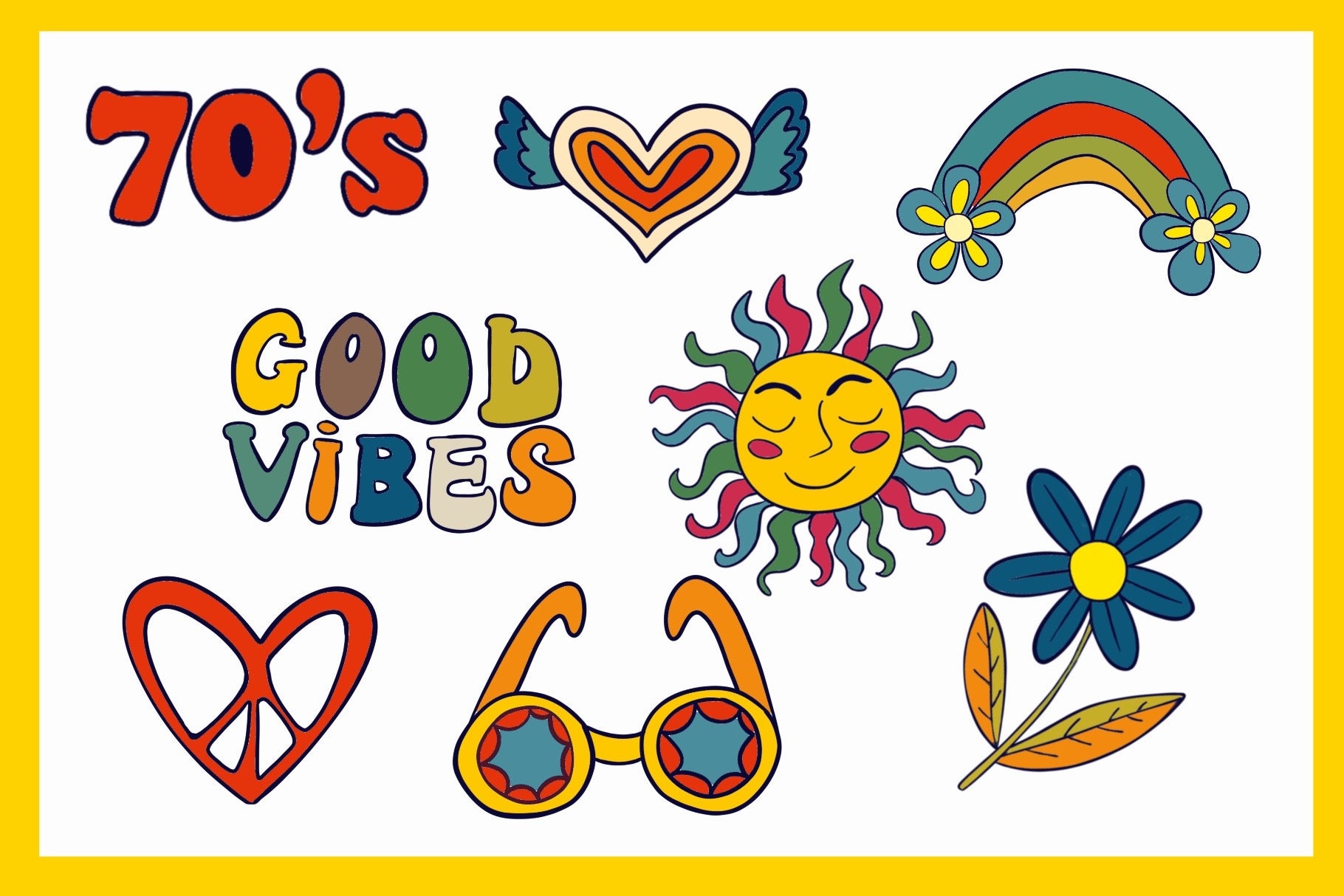 70's Procreate Brush Set/ Procreate Doodle Stamps/ Flower Procreate ...