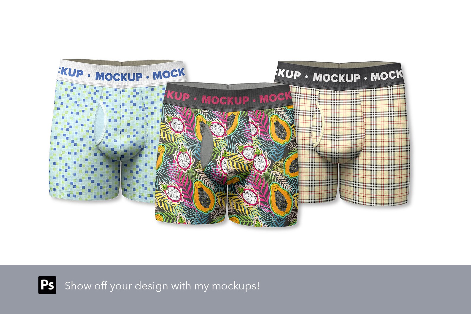 Men's Boxer Briefs Mockup. Mockup Set Men's Boxer. 2 Version 2 PSD ...