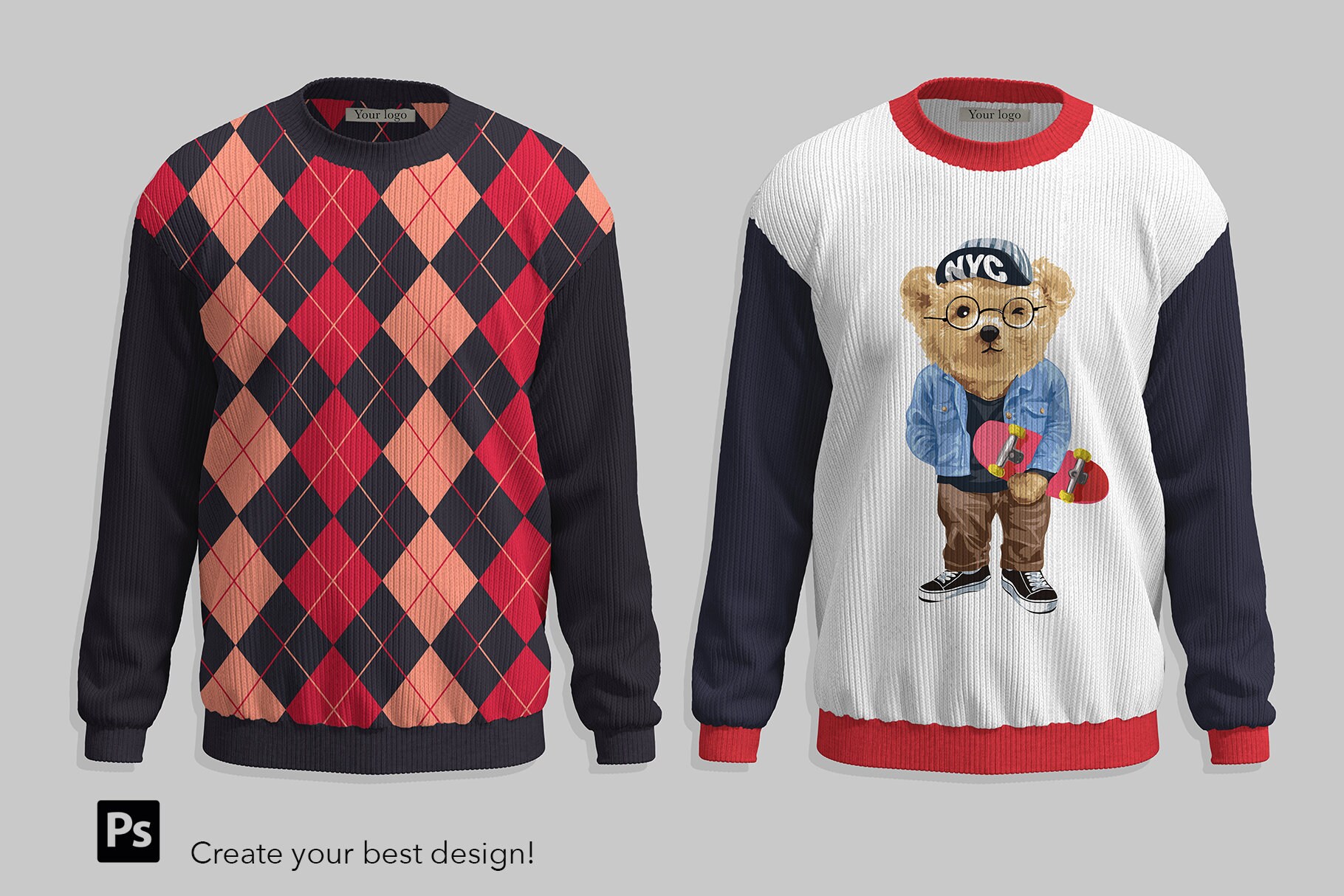 Knit Sweater Mockup: Realistic Photoshop Template (PSD) - Etsy