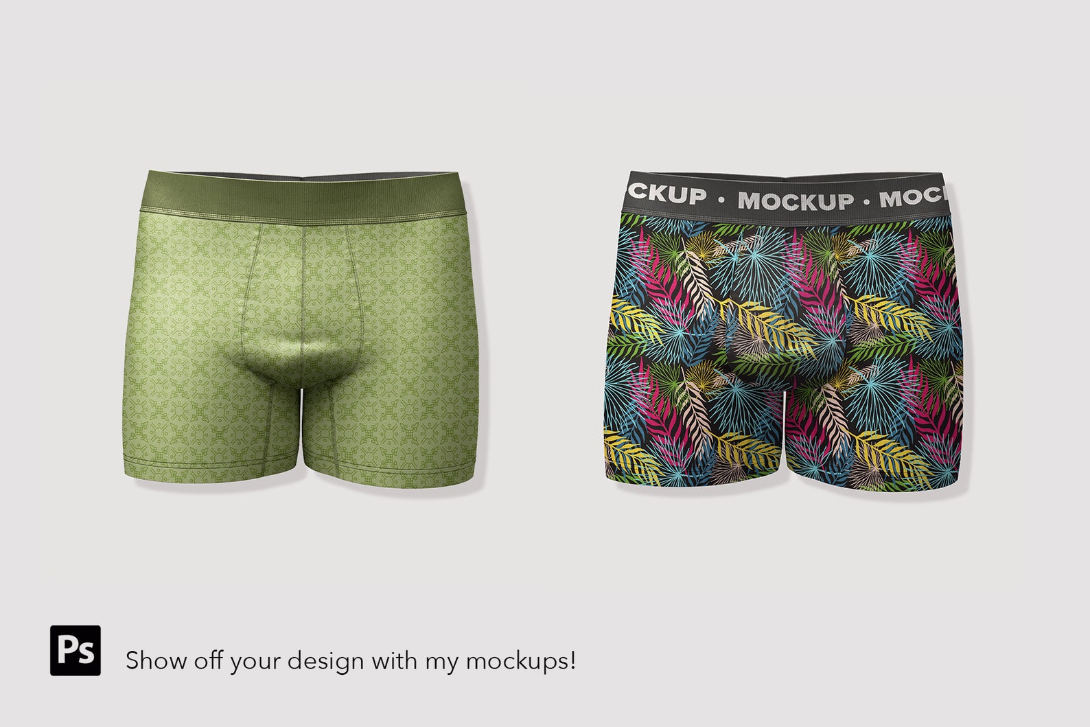 Men's Boxer Briefs Mockup. Mockup Set Men's Boxer. 2 Version 2 PSD ...
