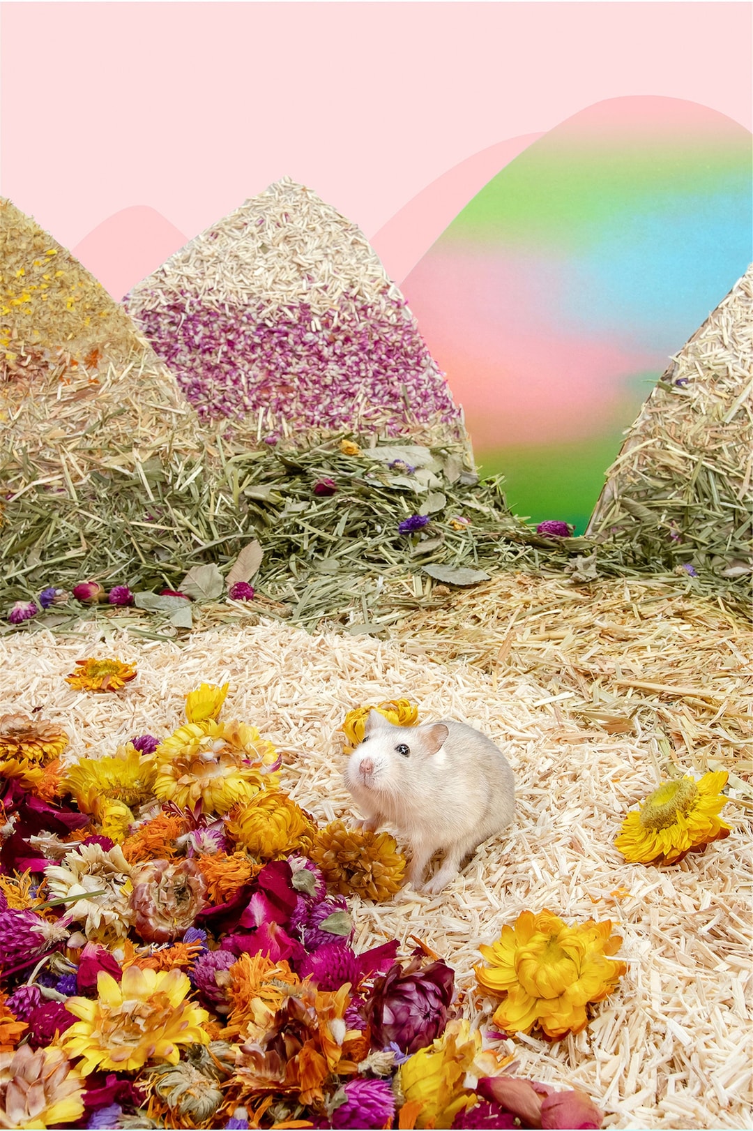 Hamster Cage Decor Flowers and Cereals Golden Millet for Small Pets ...