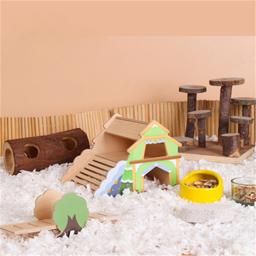 Double Layer Wooden Villa Hamster House Decorations landscape - Etsy