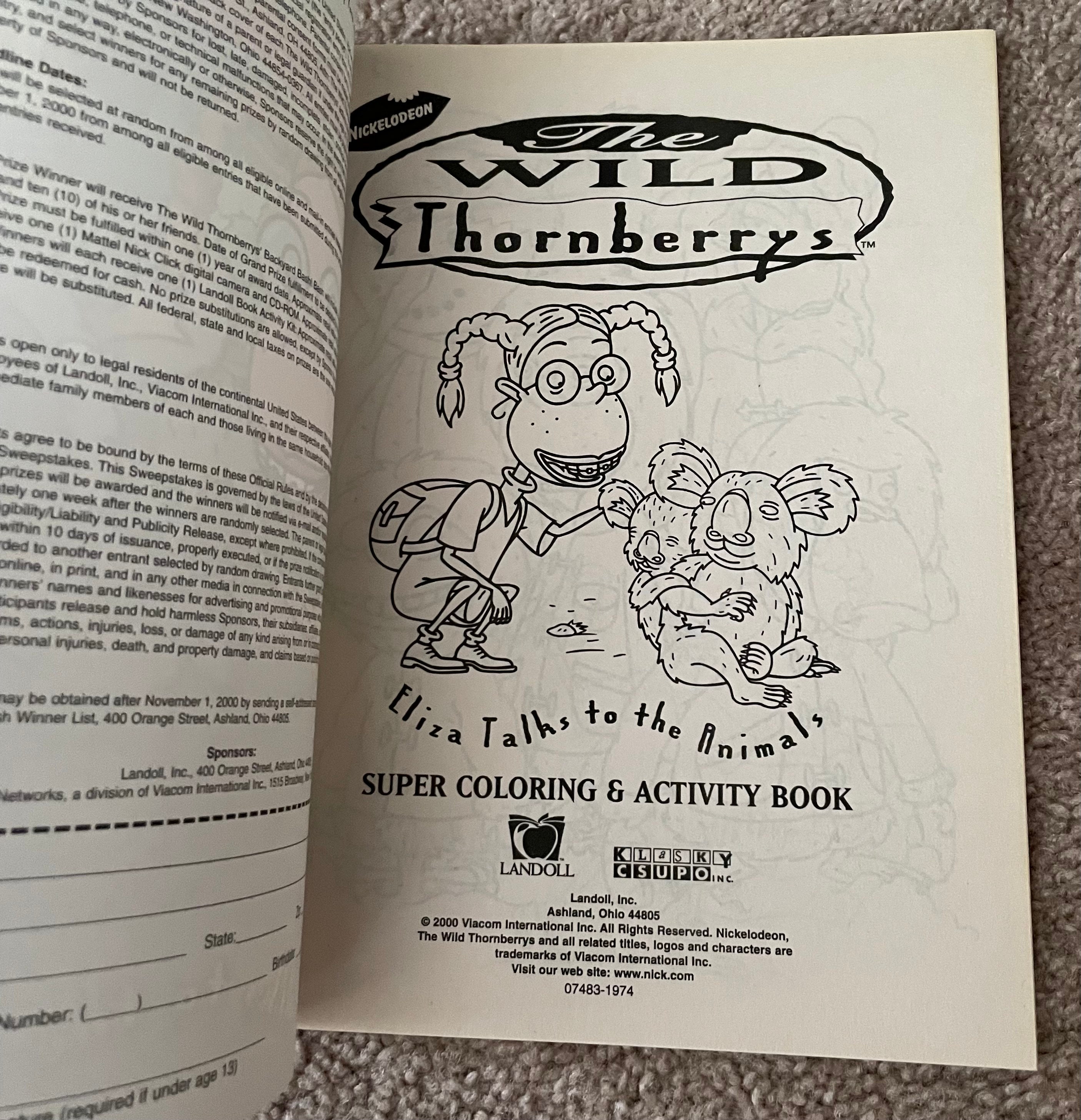 The Wild Thornberrys Super Coloring & Activity Book - 2000 Landoll's - Etsy