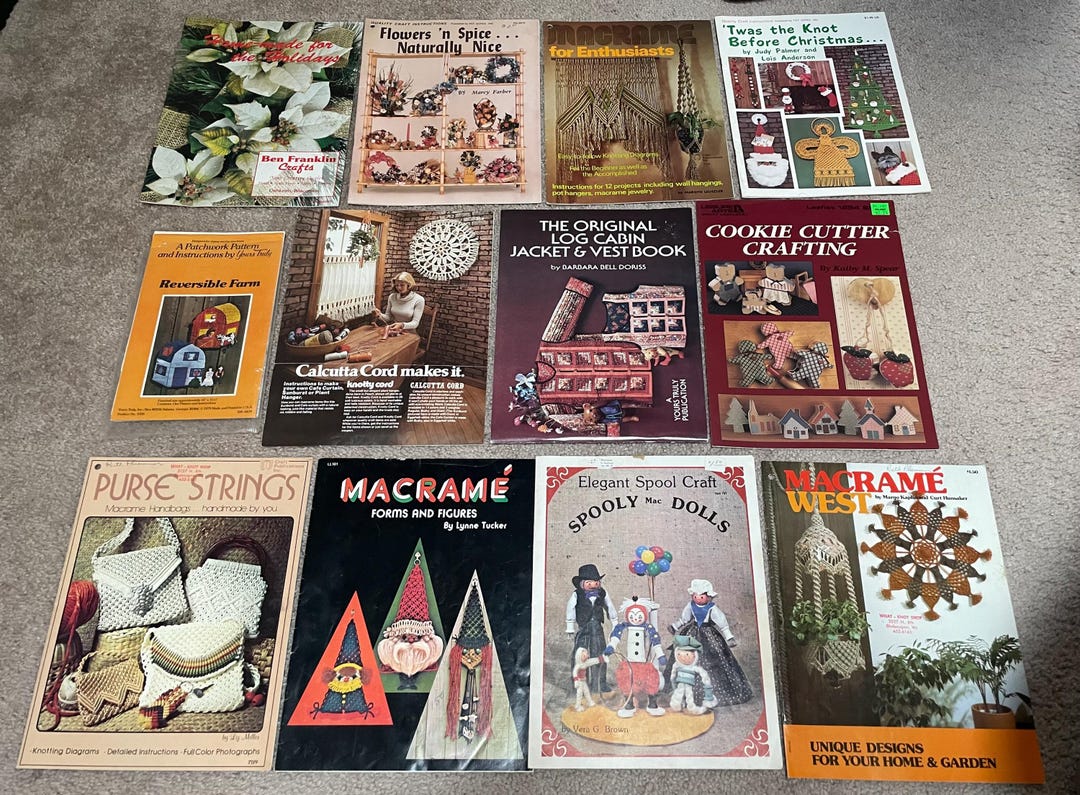 Lot of 16 Crafting Art Macrame Instructions Magazines and Kits ...