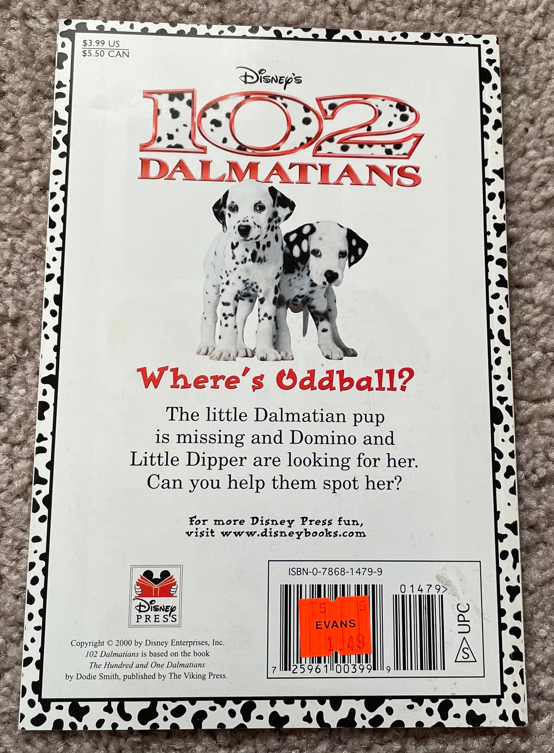 Disney's 102 Dalmatians Where's Oddball Book Disney Press 2000 - Etsy