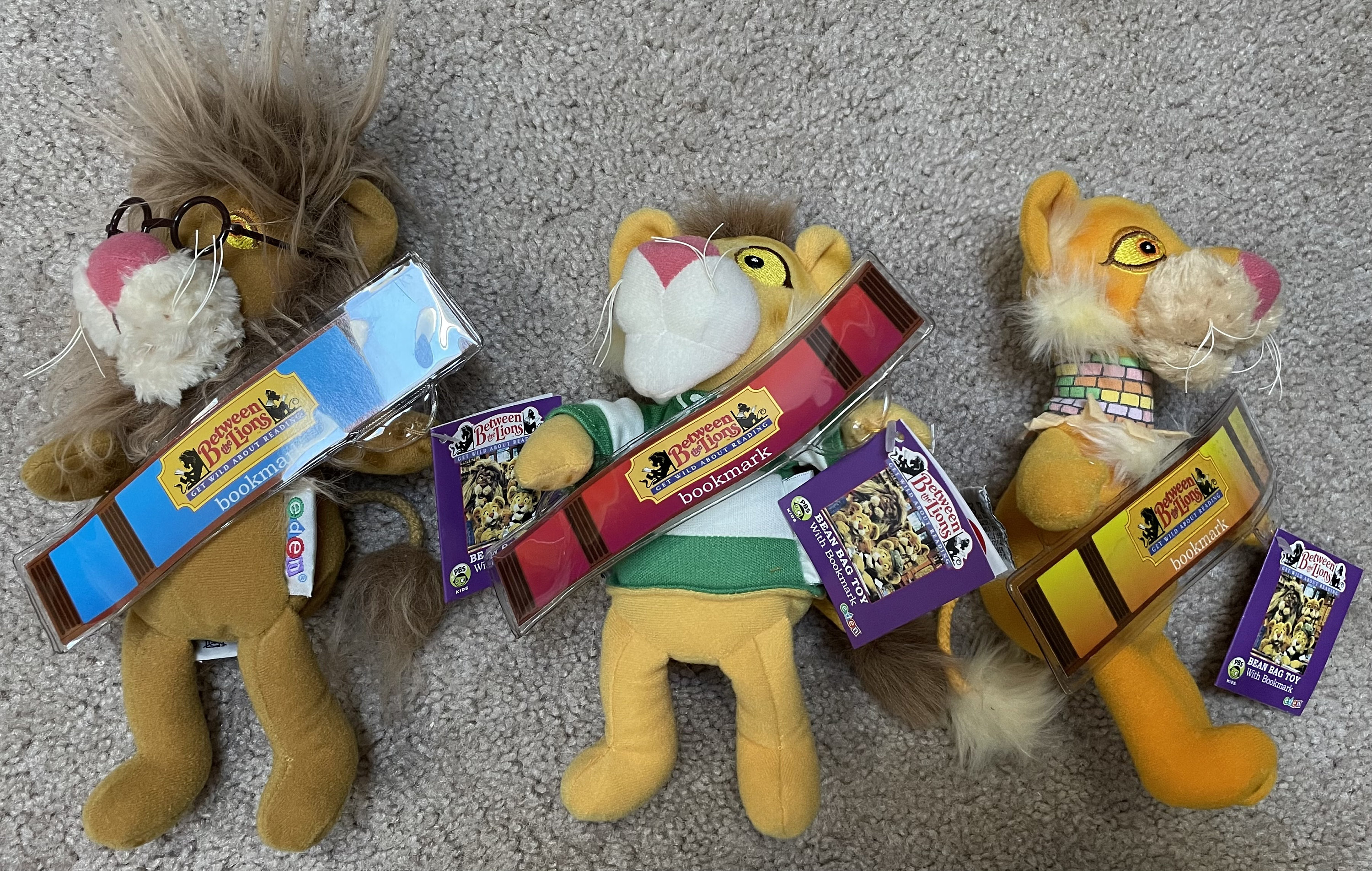 1999 Eden Plush Beanbag Between the Lions Lionel Theo Cleo 8 Inches ...