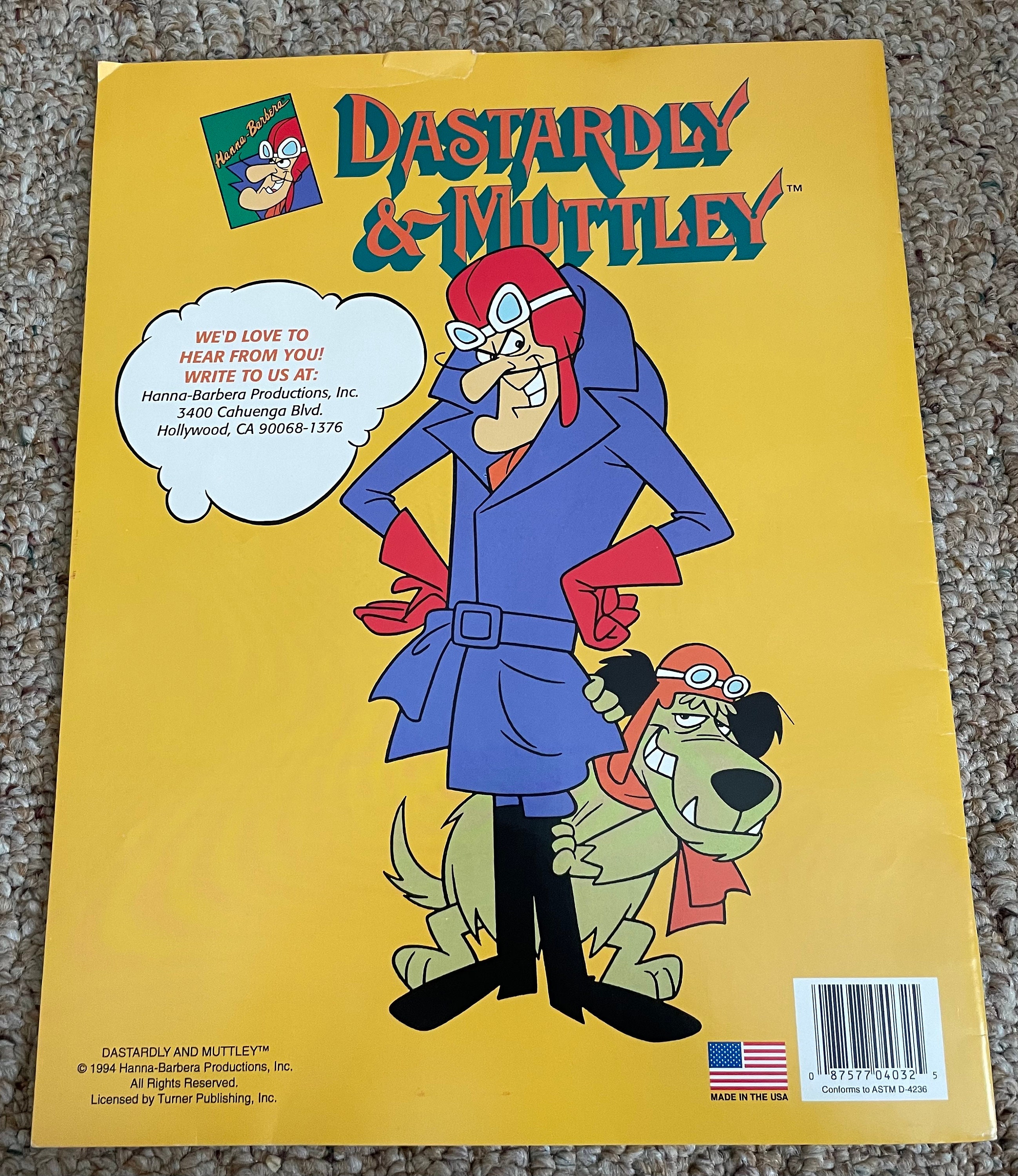 Dastardly and Muttley Coloring & Activity Book Landoll's 1994 - Hanna ...
