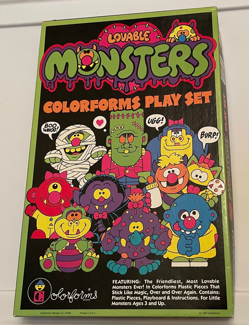 Lovable Monsters Colorforms Play Set 1987 COMPLETE - Etsy