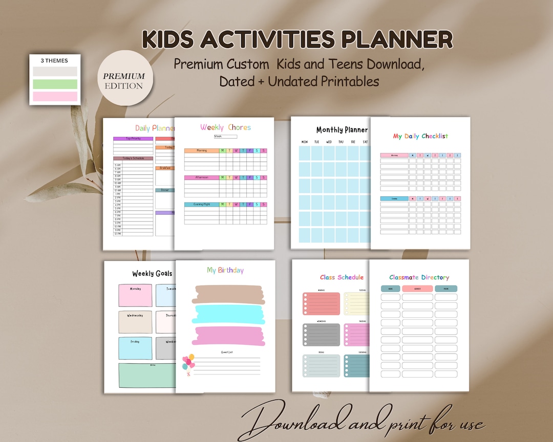 Kids Activities Planner, Weekly Planner for Children, Activity Schedule ...