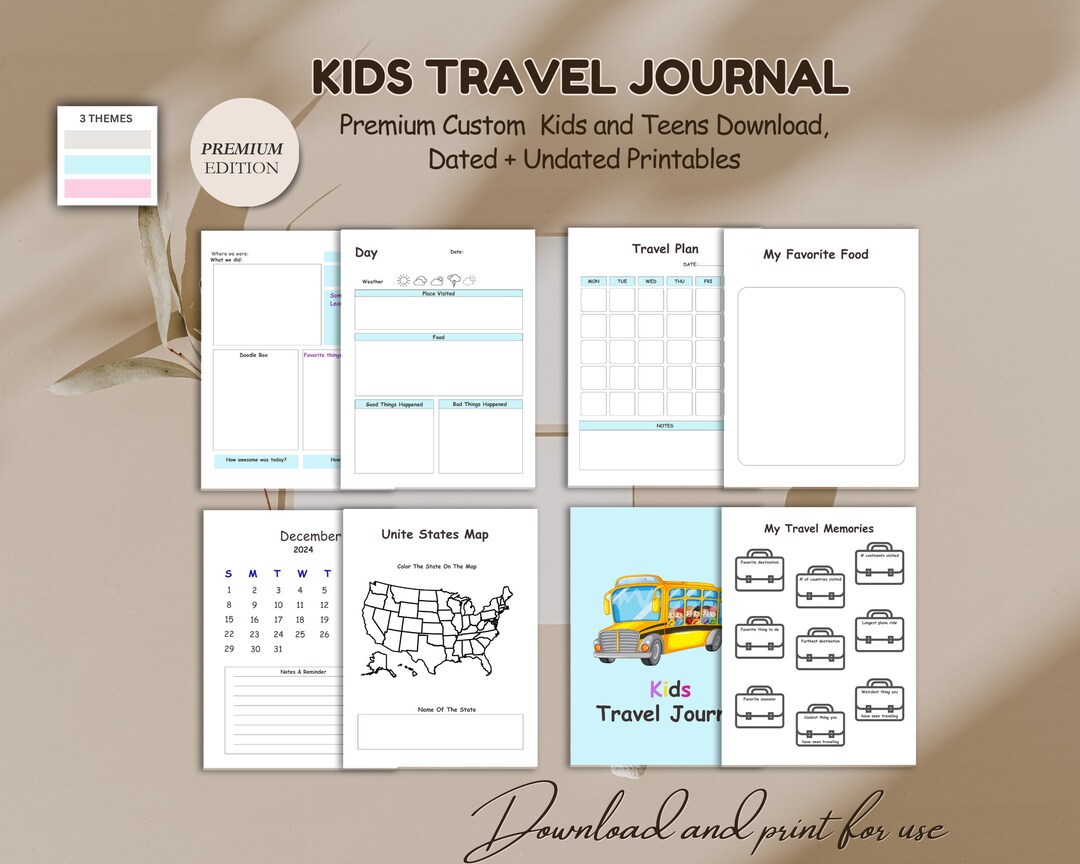 Kids Travel Journal Set, Includes Adventure Diary, Stickers, and Pen ...