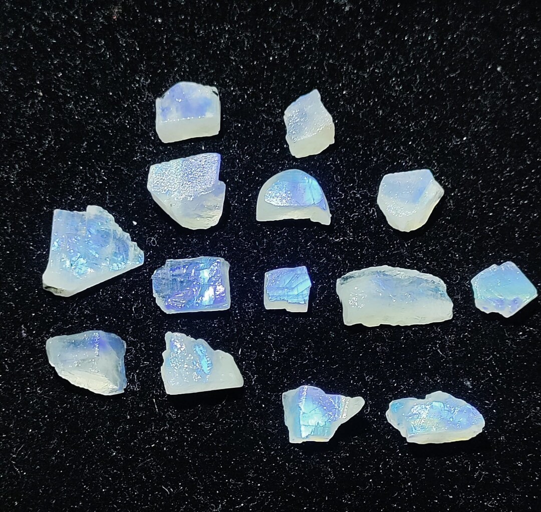 14 Pcs Natural Raw Moonstones Blue Flashy Moonstones Rough Good Quality ...