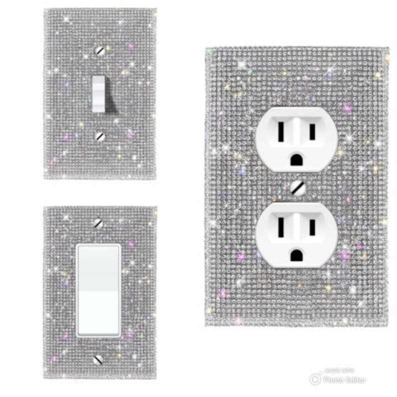 Bling Crystals Switch Cover Plate Silver Wall Switch Plate - Etsy