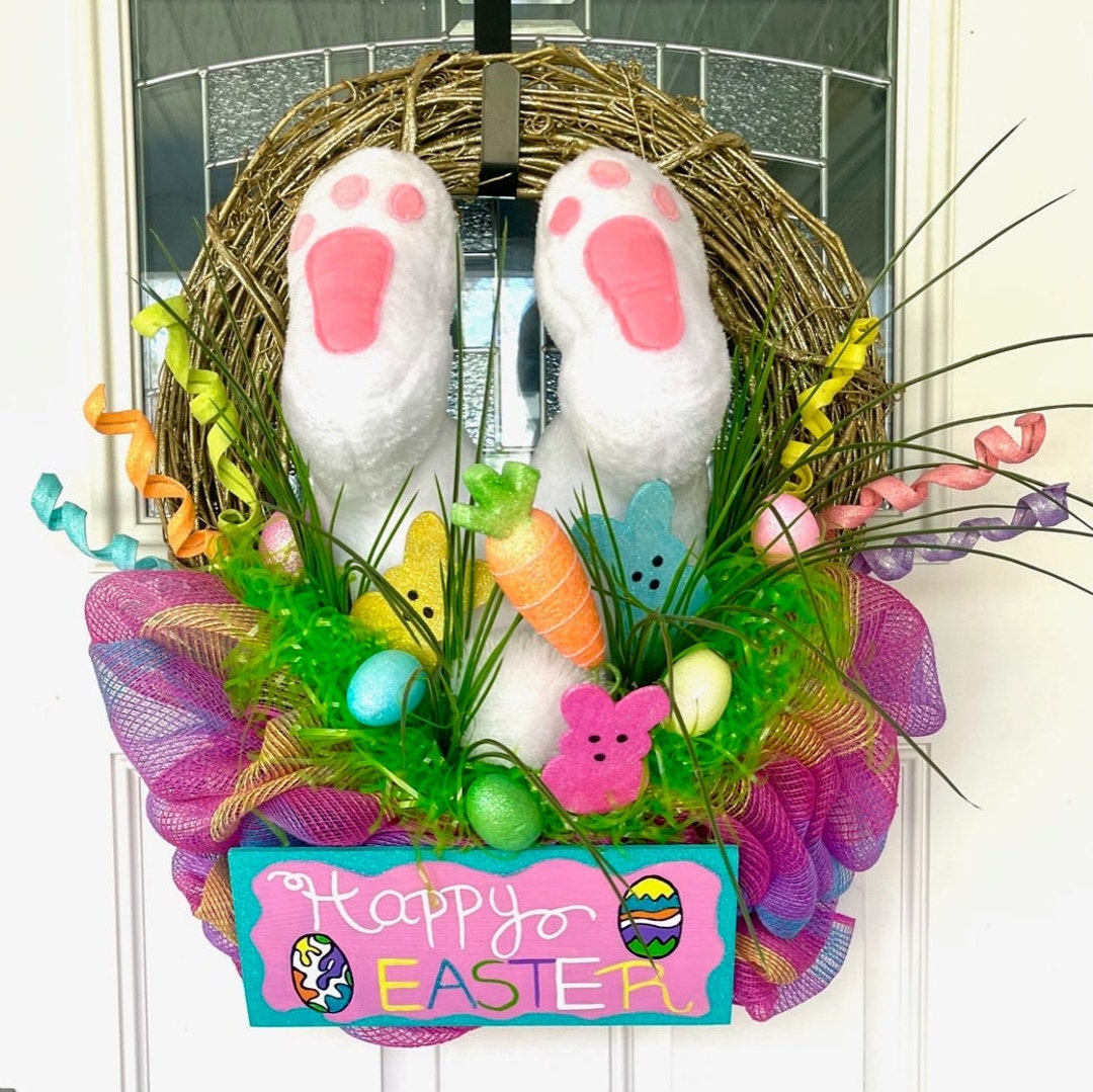 Easter Door Wreath, Easter Bunny Door Wreath, Easter Home Decorations ...