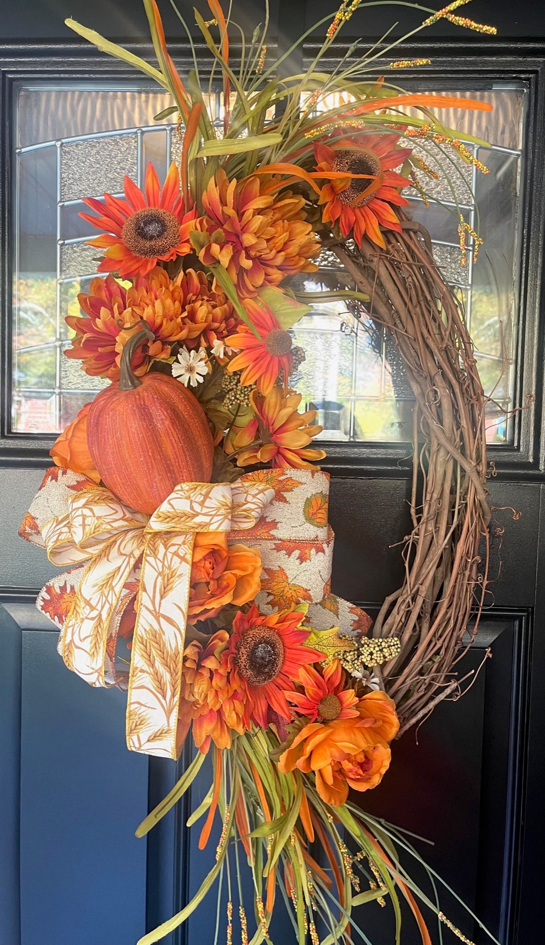 Fall Door Wreath, Fall Grapevine Wreath, Thanksgiving Wreath for Front ...