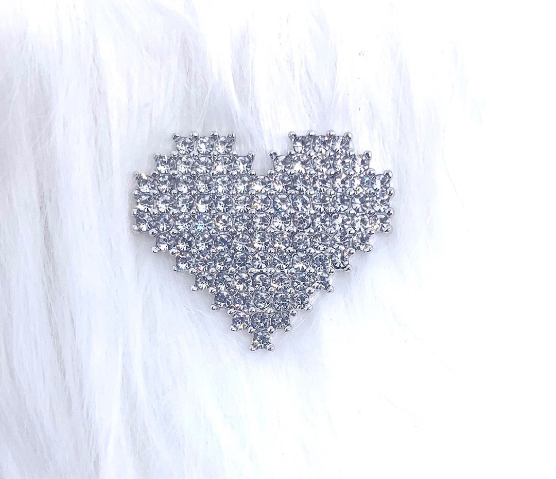 Heart Shoe Charm, Rhinestone Bling Shoe Charm, Metal Shoe Charm, Luxe ...