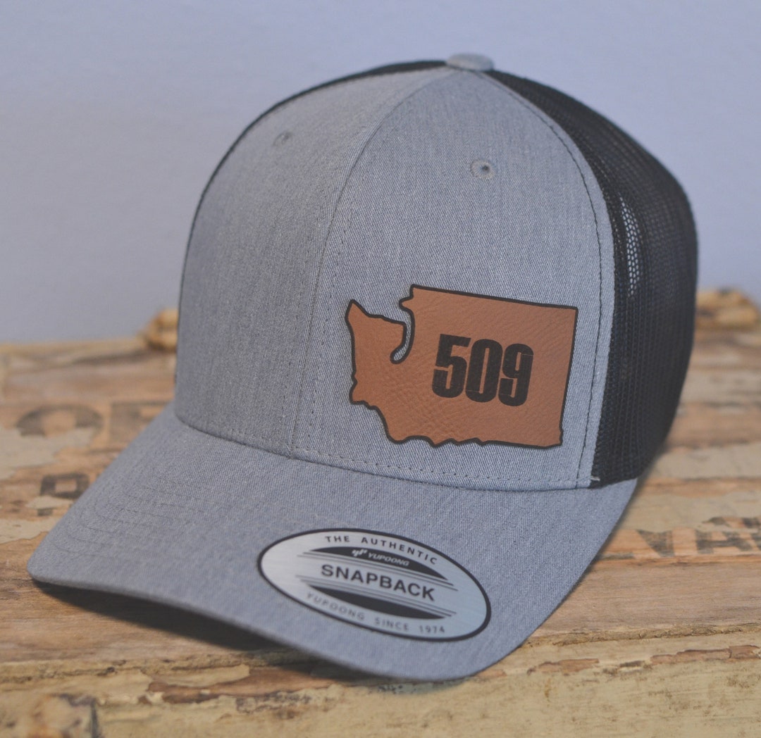 State Area Code Custom Leather Patch Hat Personalized State Outline Flexfit Patch Hat Any
