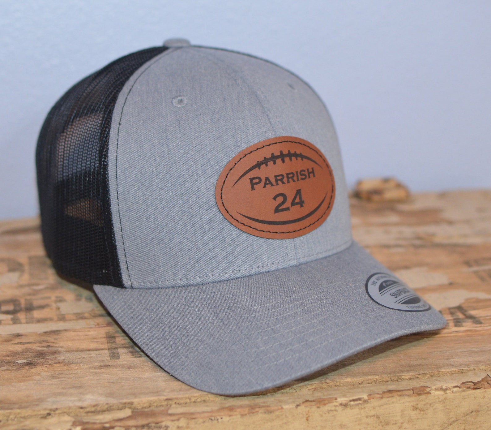 Custom Football Name Leather Patch Trucker Hat - Etsy