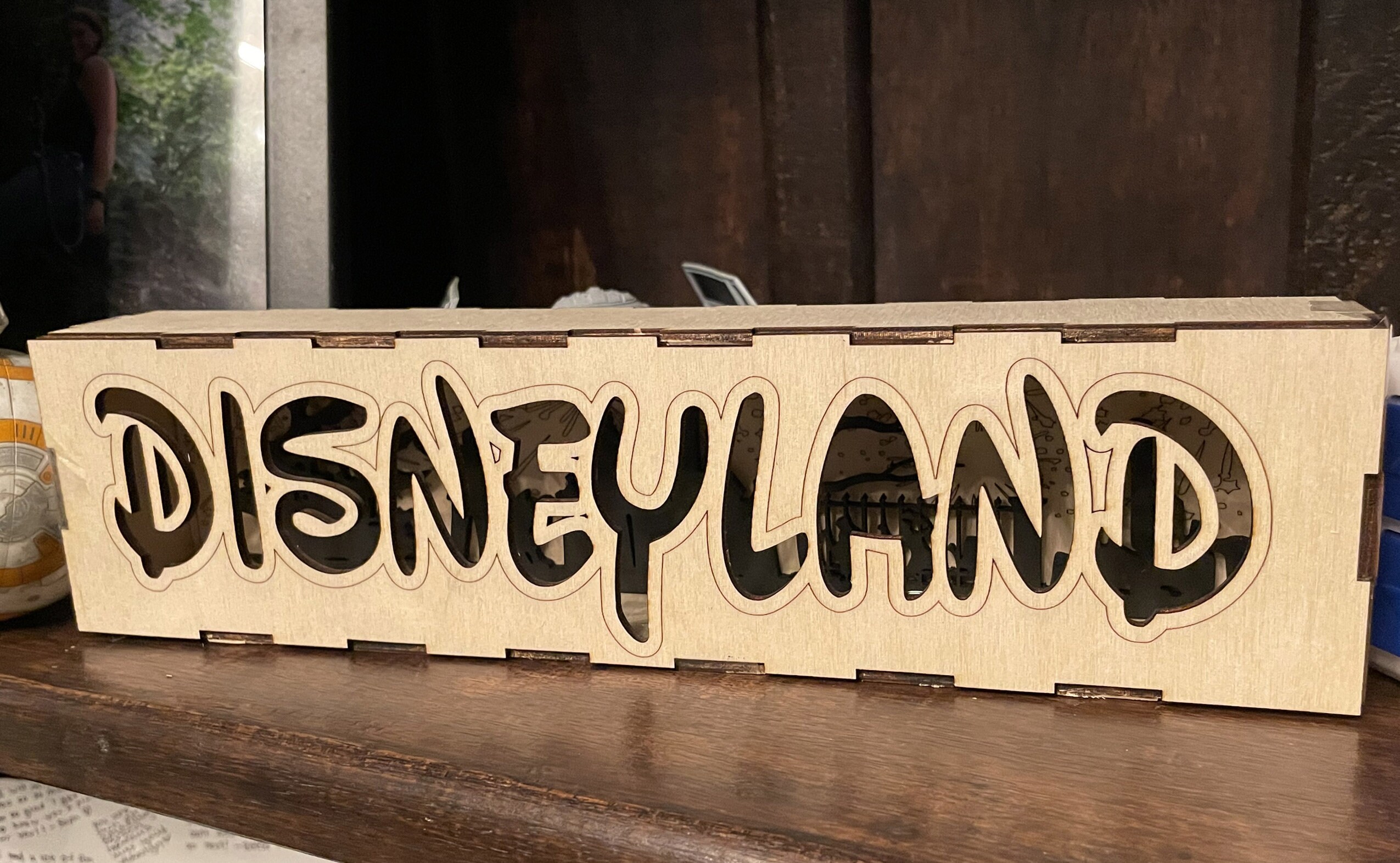 LASER FILE Disneyland Castle Silhouette Fireworks Lighted Box Haunted ...