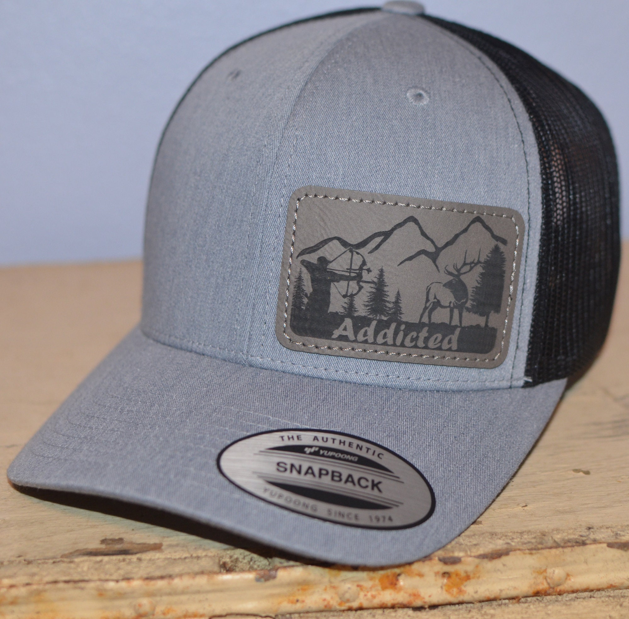 Archery Elk Hunter Addicted Trucker Hat / Bow Hunter Patch Hat / Custom ...