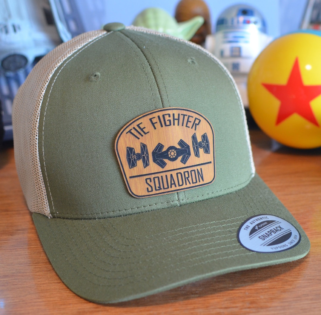 Leather Patch Tie Fighter Squadron Trucker Hat - Darth Vader Dark Side ...