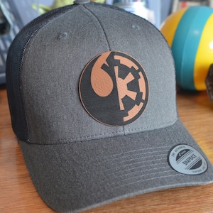 Star Wars Rebel Symbol Imperial Symbol Leather Patch Hat - Half Rebel ...