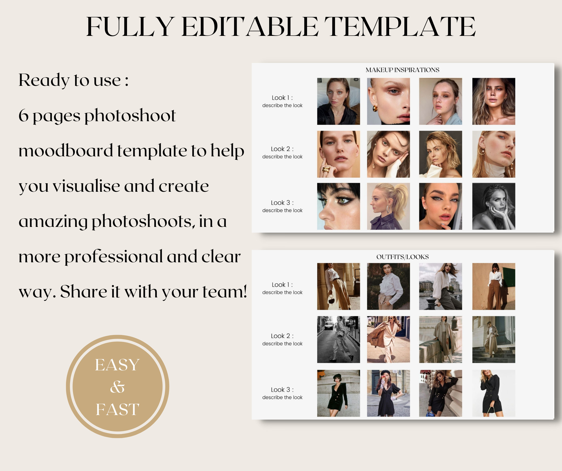MOODBOARD Template for Photoshoots, MOODBOARD Photography Template ...