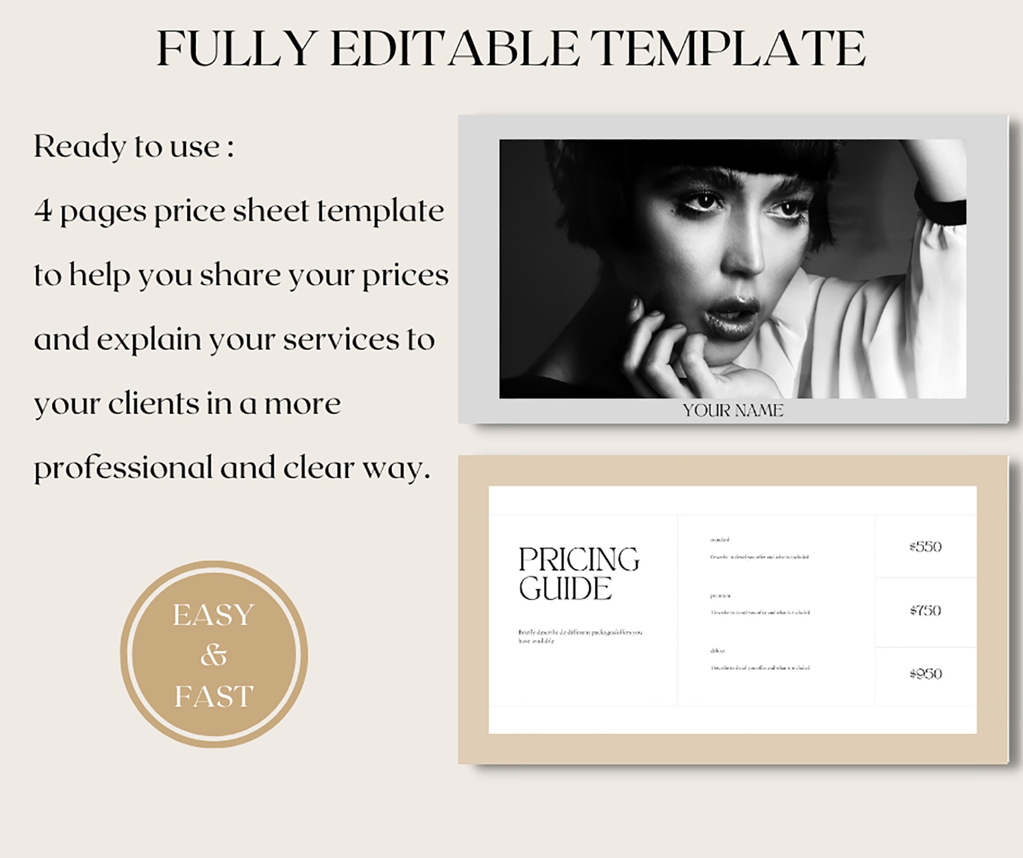 Photography PRICE SHEET TEMPLATE, Pricing Sheet, Price List ...