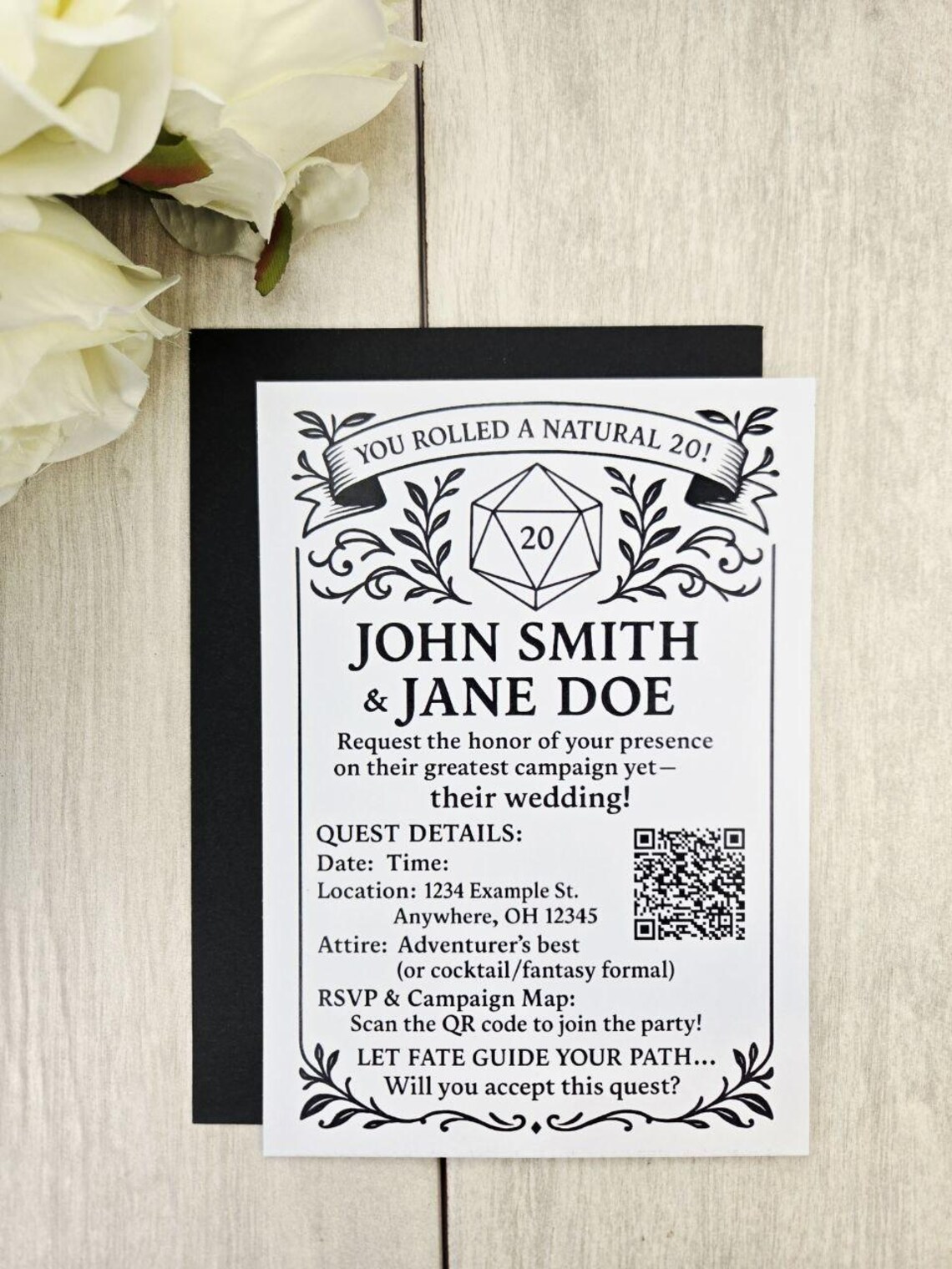 D20 Wedding Invitation RSVP Set | Tabletop RPG Theme | Dungeons Dragons ...