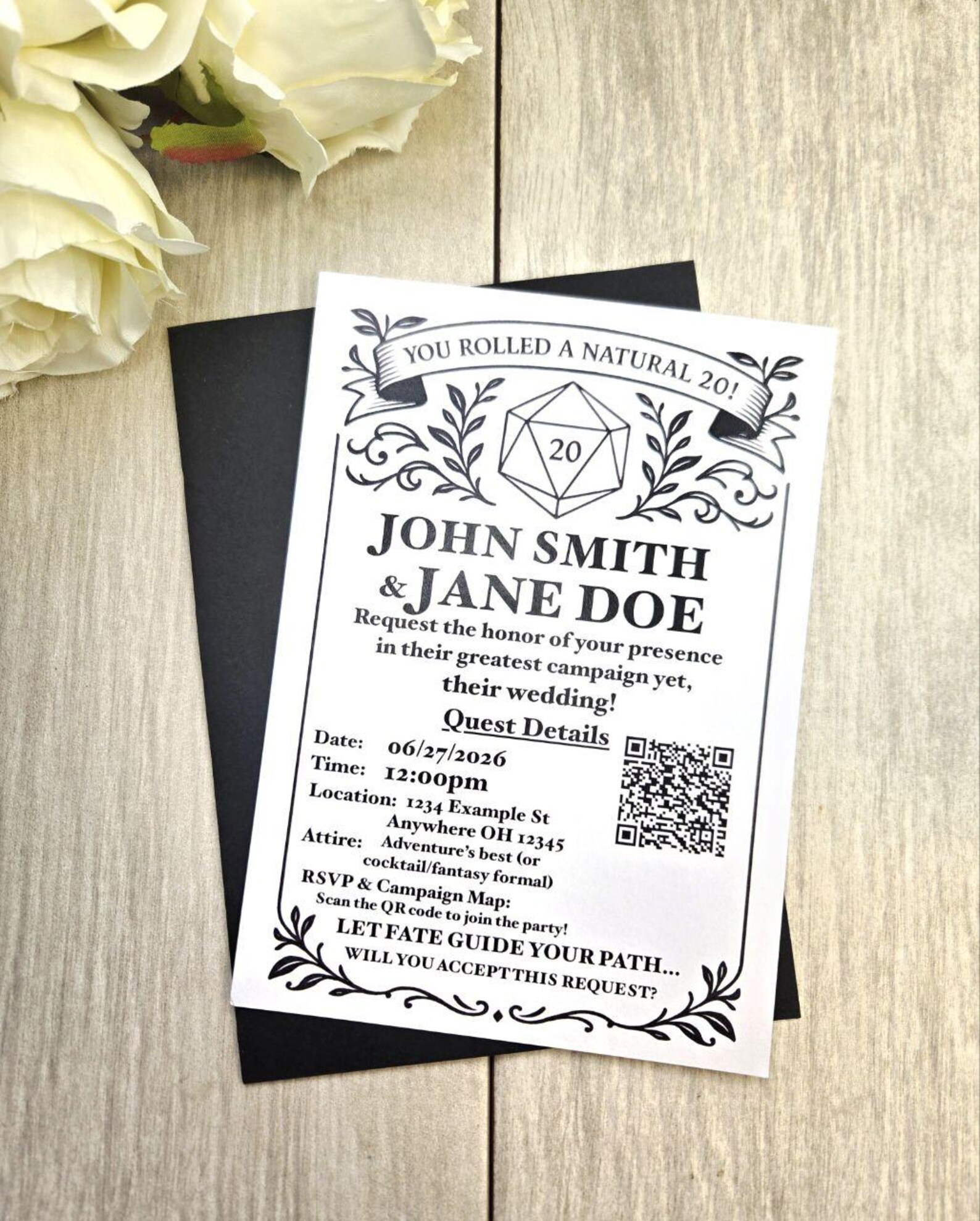 D20 Wedding Invitation RSVP Set | Tabletop RPG Theme | Dungeons Dragons ...