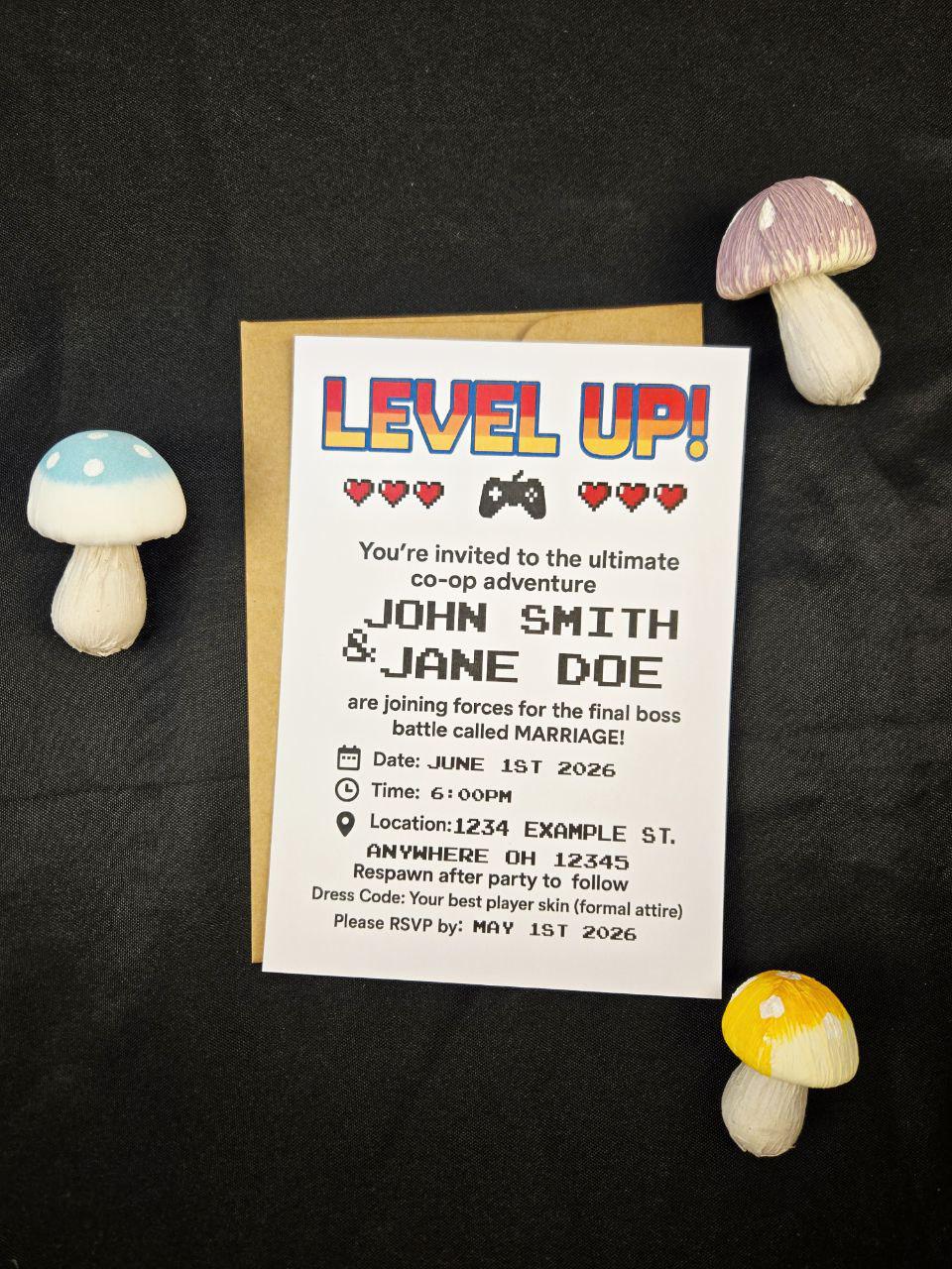Level up Wedding Invitation | Retro Gamer Wedding Invite | Co-op ...