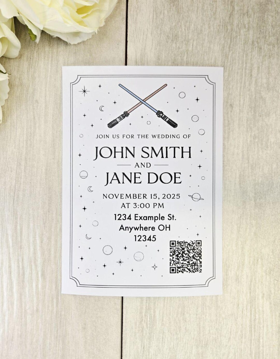 Sci-fi Wedding Invitation With QR Code • Star-themed Invite • Nerdy ...