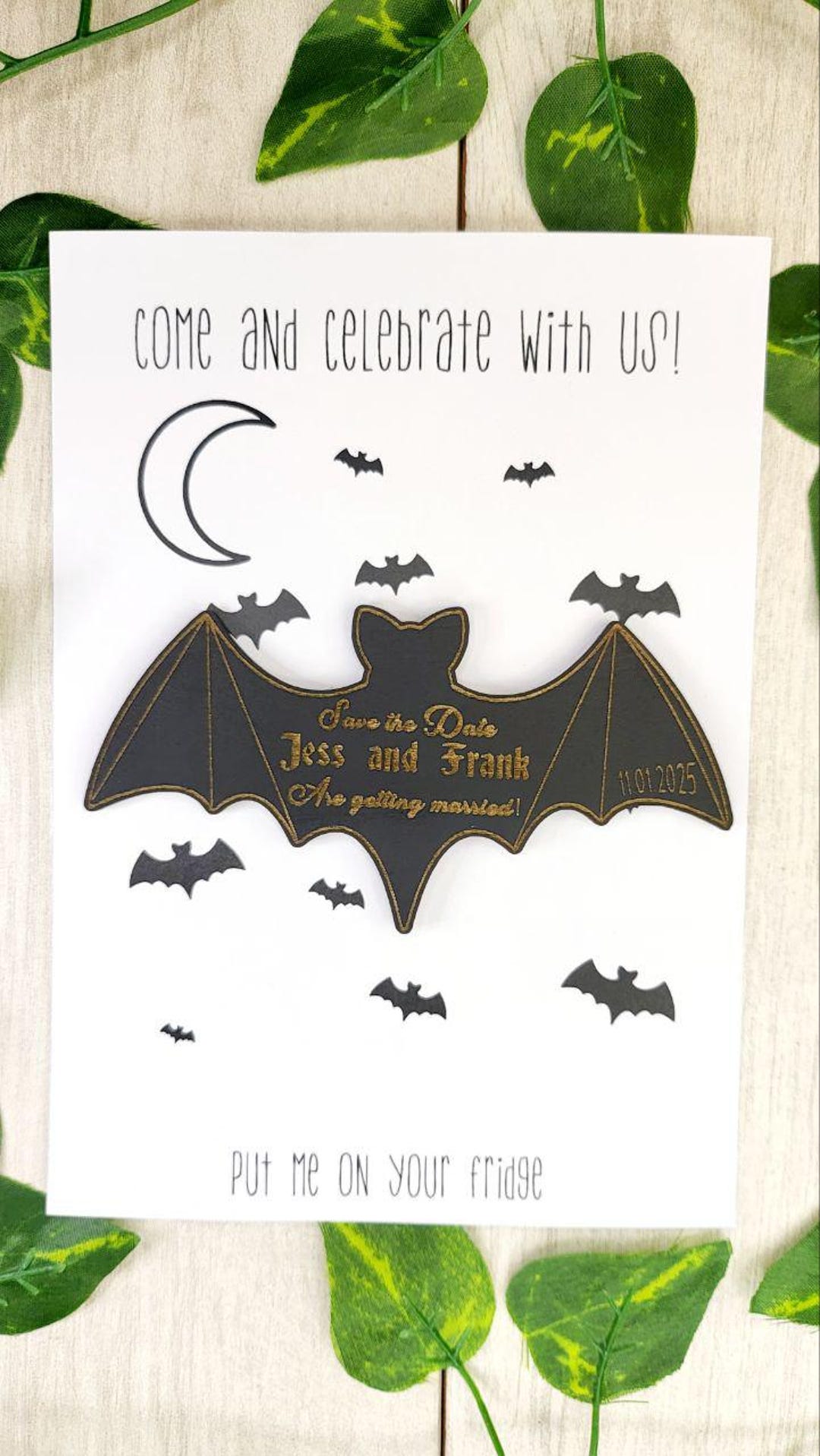 Bat Save the Date Magnet – Gothic Halloween Wedding Invitation • Spooky ...