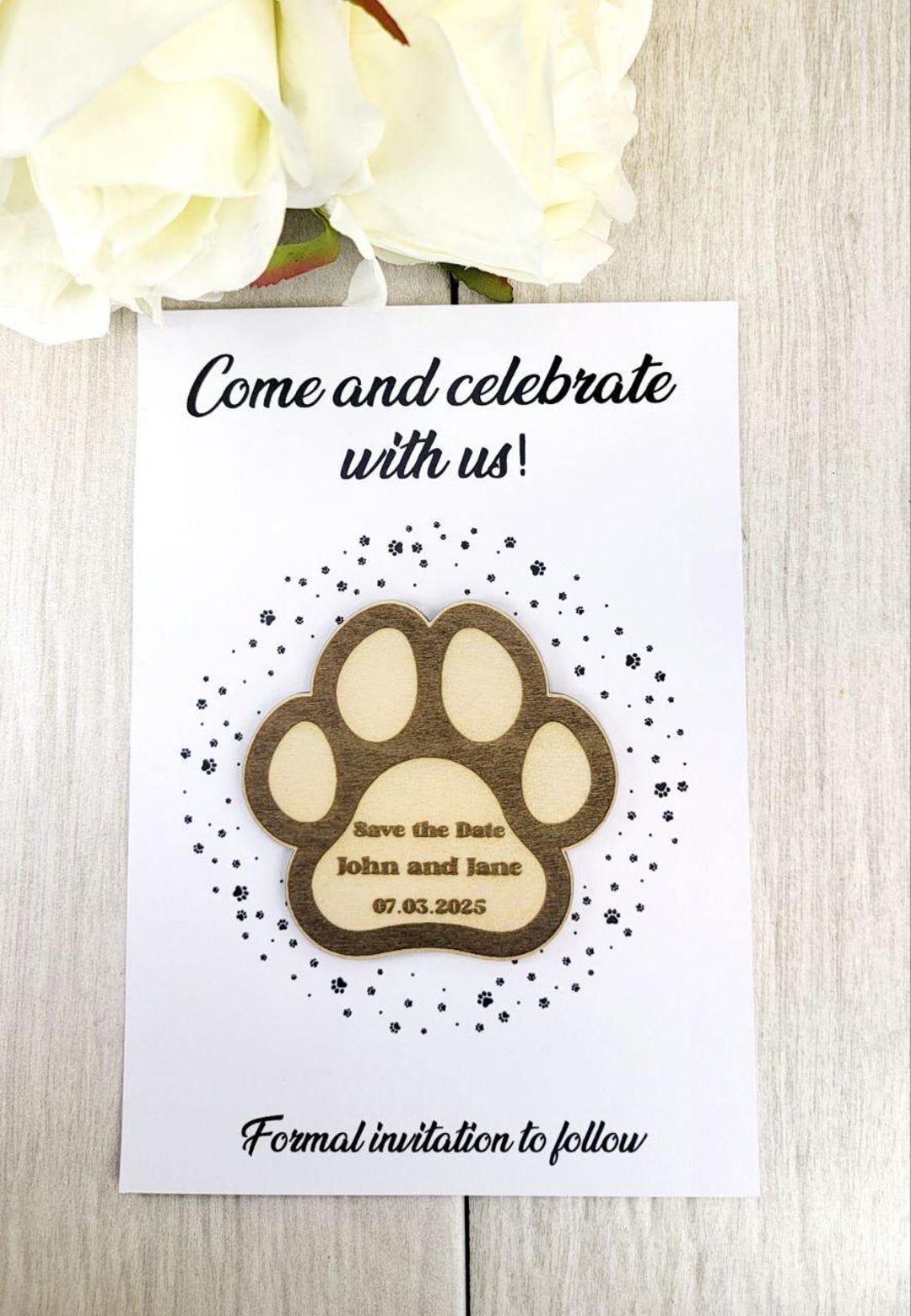 Pet Wedding Save the Date Magnet • Cat Paw Wedding Invitation • Custom ...