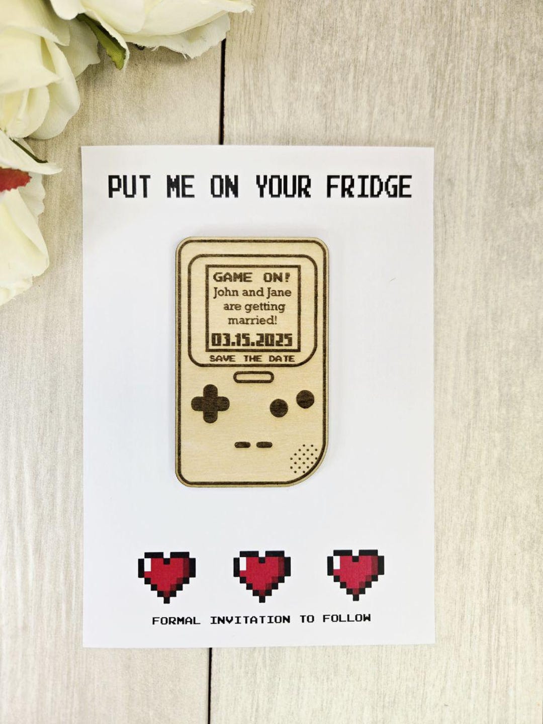 Retro Gamer Save the Date Magnet • Handheld Console Wedding Favor ...