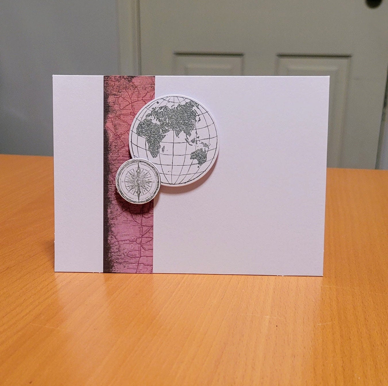 Globe Greeting Card, Vintage Map, Travel, Compass, World Traveler ...