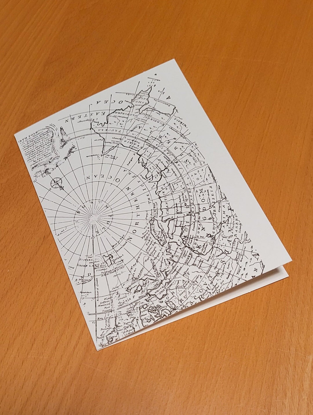 World Map Card, North Pole, Globe Greeting Card, Compass, World ...