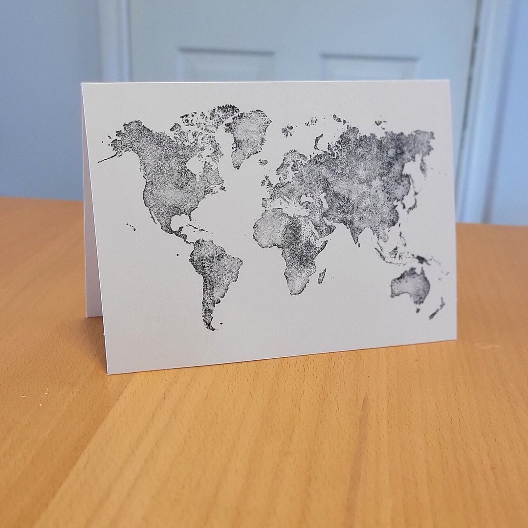 World Map Set of 6 Blank Note Cards and Envelopes, Handmade Vintage ...