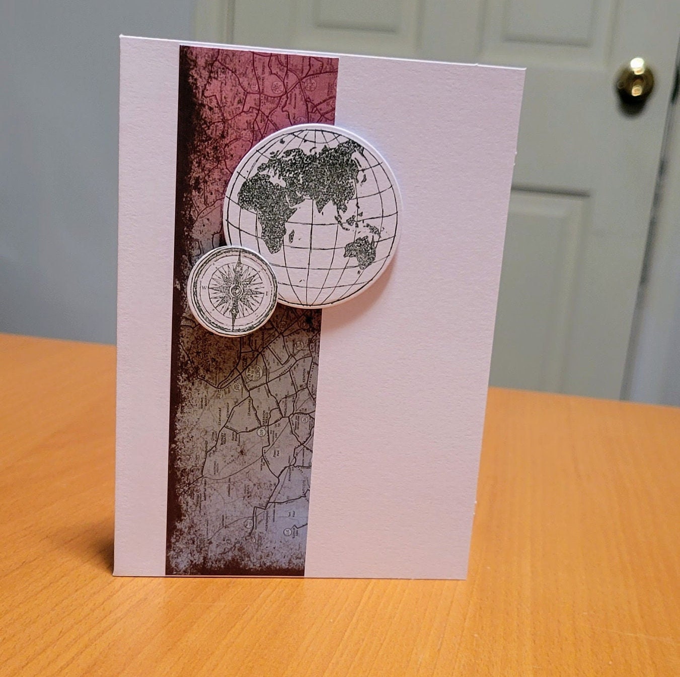 Globe Greeting Card, Vintage Map, Travel, Compass, World Traveler ...