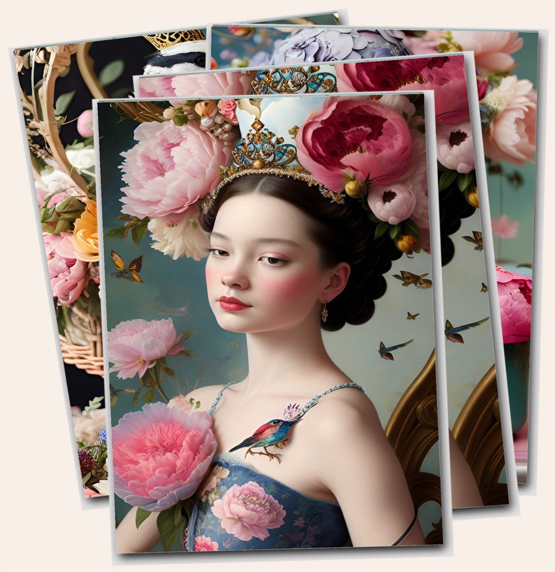 Rococo Style Printable Images / Women, Birds, Boxes & Sofas Prints ...