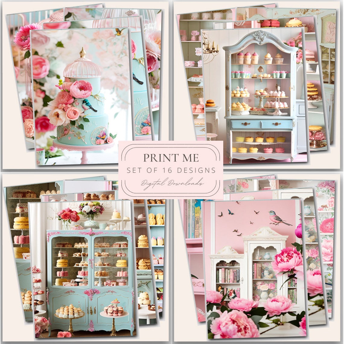 French Bakery Printable Images / Paris Patisserie Prints / Shabby ...